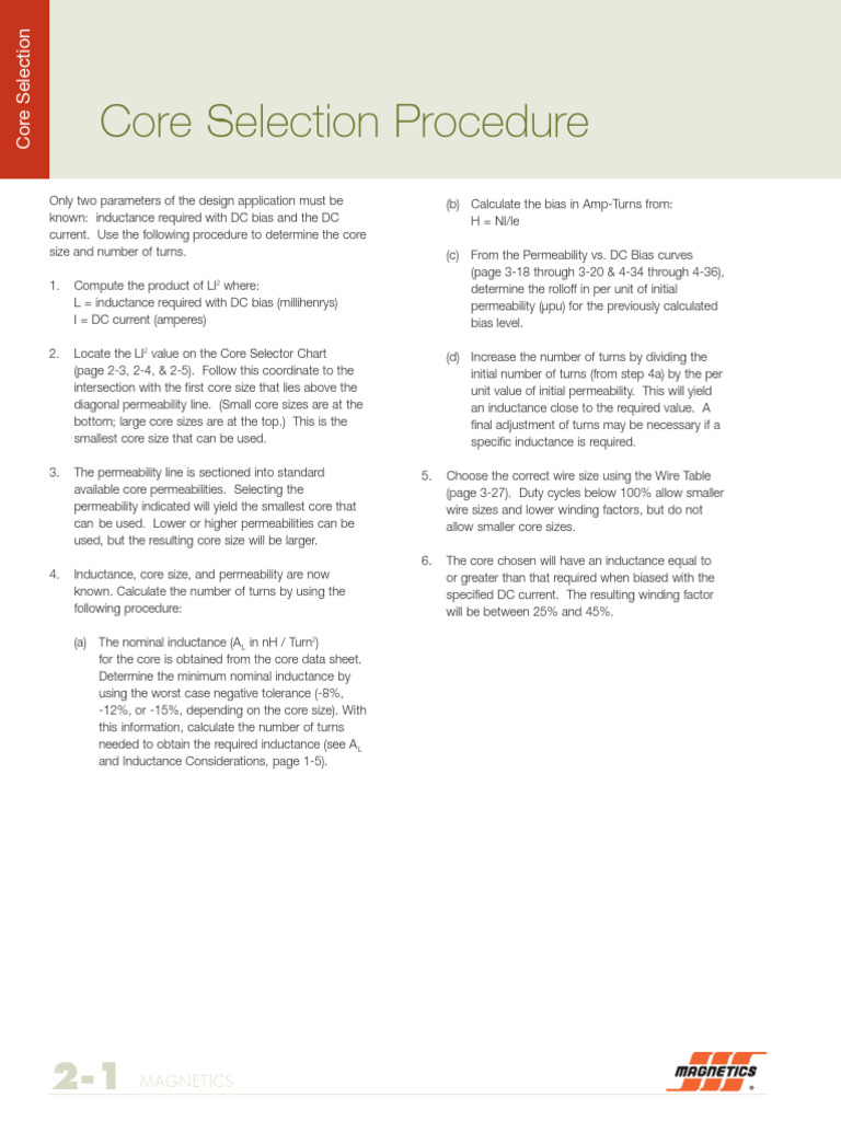 Core Selection PowderCoreCatalog | PDF | Inductance | Inductor