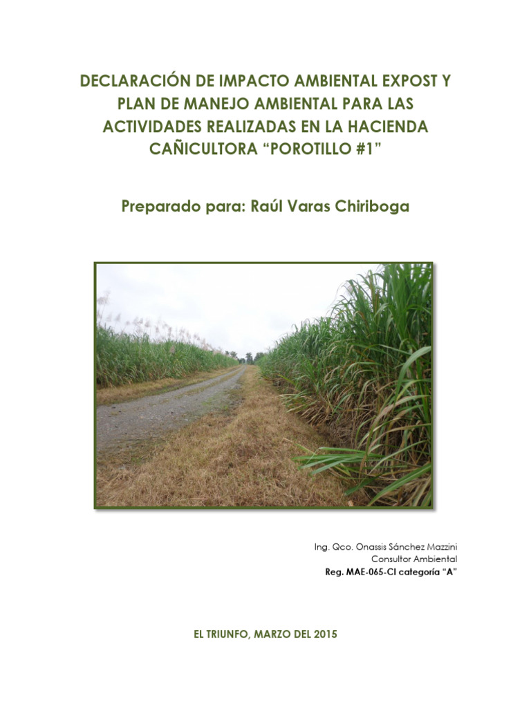 DECLARACIÓN DE IMPACTO AMBIENTAL EXPOST Y PLAN DE MANEJO AMBIENTAL PARA LAS ACTIVIDADES ...