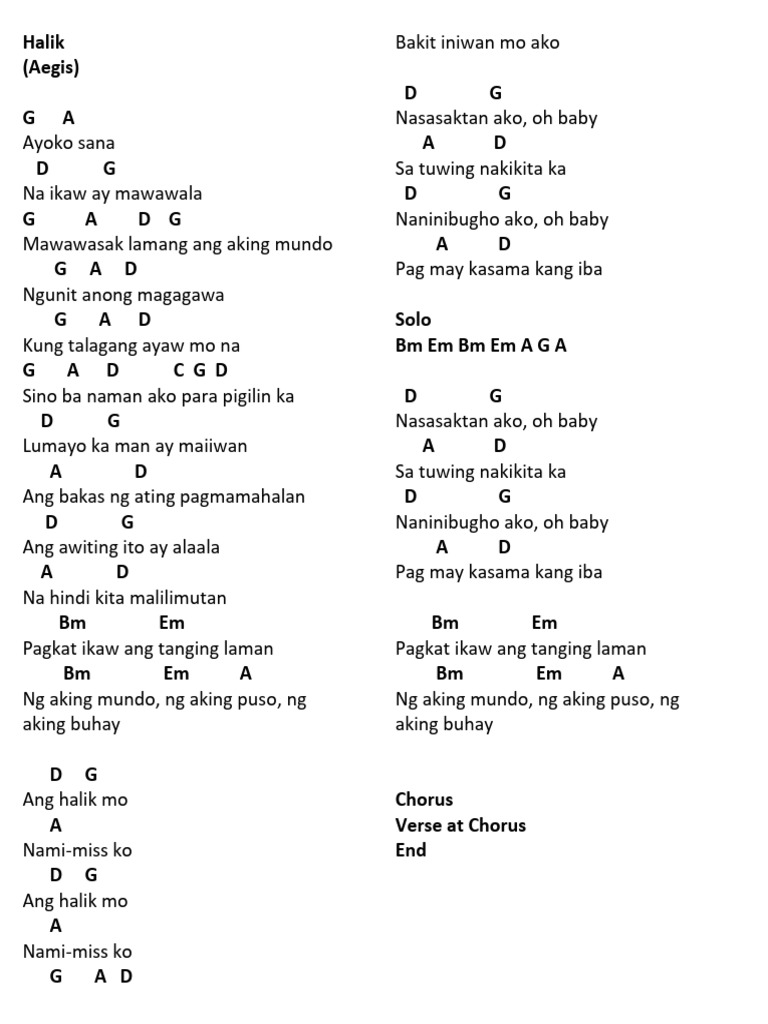 Halik (Chords and Lyrics) | PDF