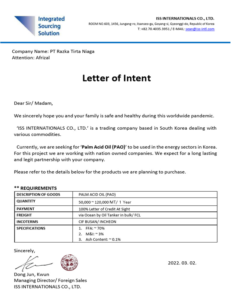 (ISS_ITL) PT Razka Tirta Niaga_PAO_Letter of Intent_REV.00 (22. 03. 02 ...