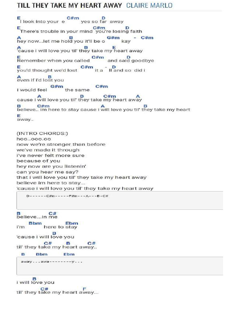 Till They Take My Heart Away (Chords) | PDF