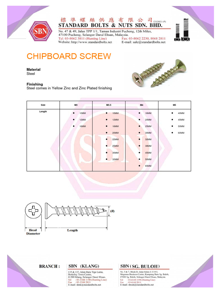 Catalog Chipboard Screw | PDF