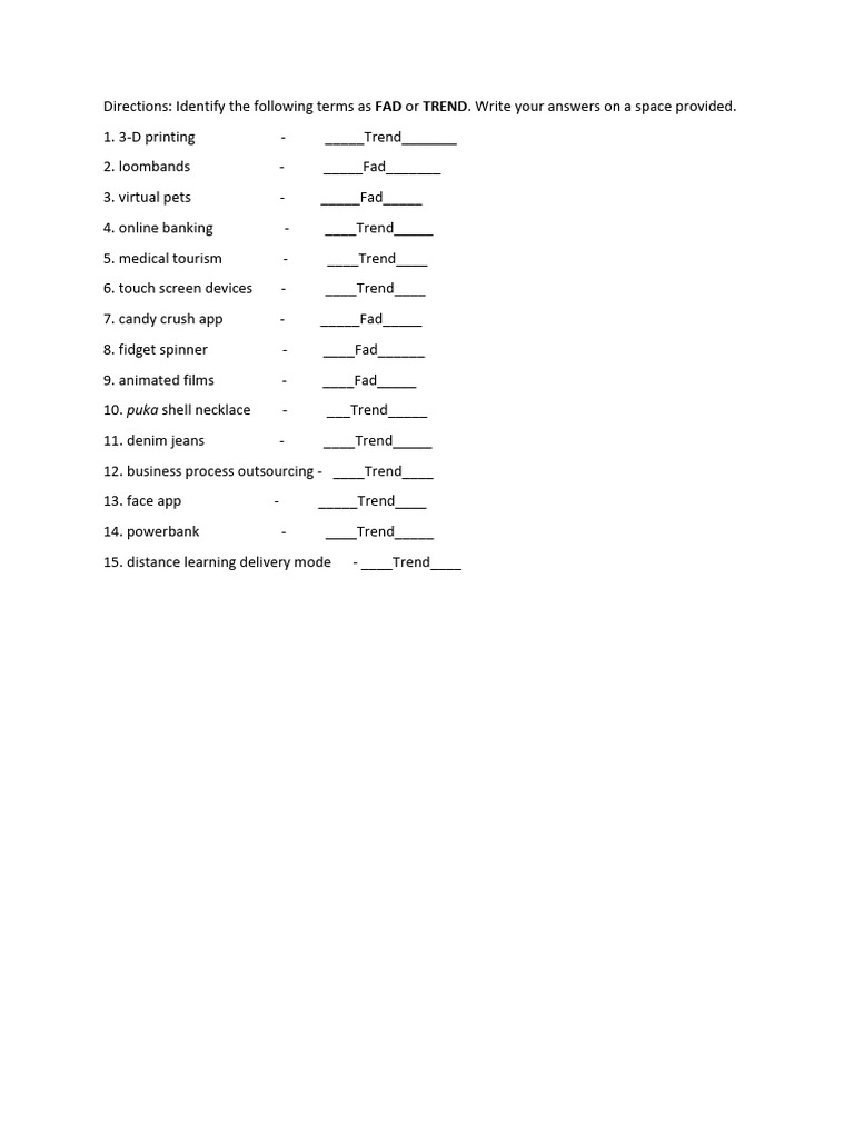 Activity 2 Trends or Fad | PDF