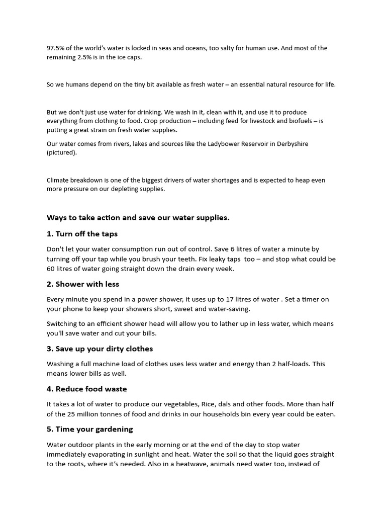 Save Water Project | PDF | Water | Water Conservation