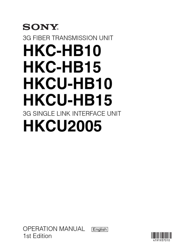 HKC-HB10 HKC-HB15 HKCU-HB10 HKCU-HB15 HKCU2005: 3G Fiber Transmission ...