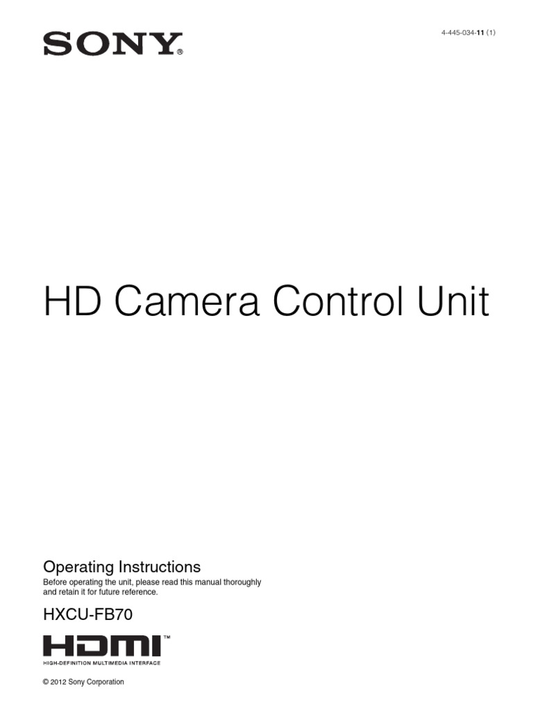 HD Camera Control Unit Manual | PDF | Hdmi | Video