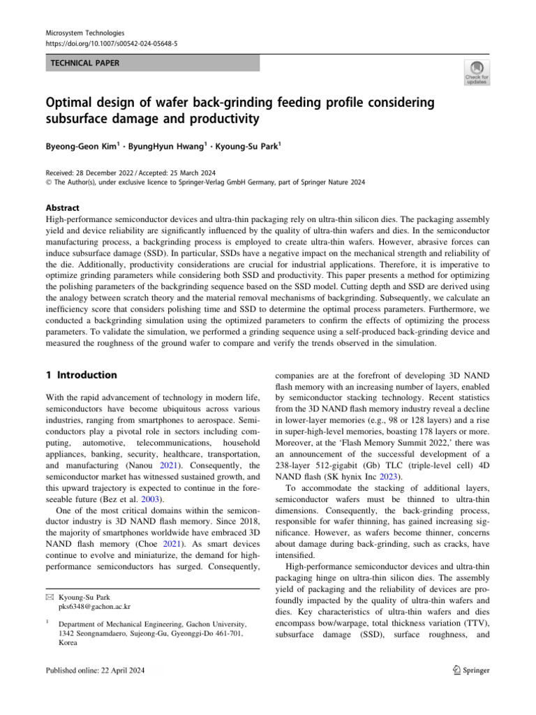 Optimal Design of Wafer Back-Grinding Feeding Profile Considering ...