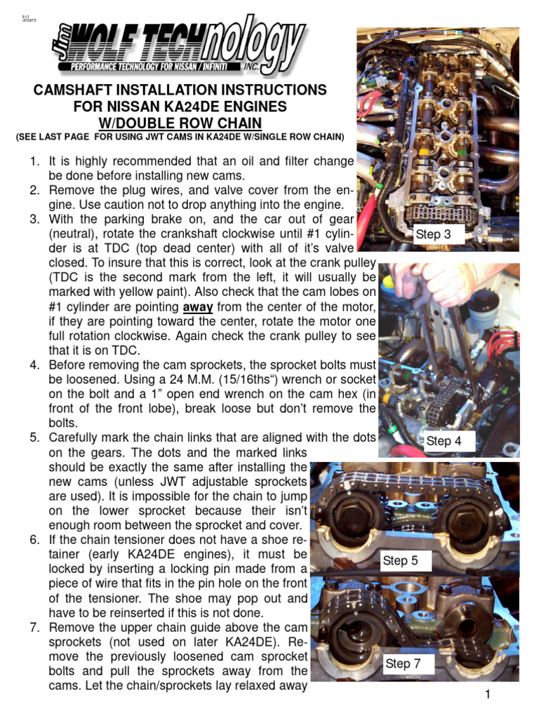 Nissan KA24DE Camshaft Install Guide | PDF | Engines | Propulsion