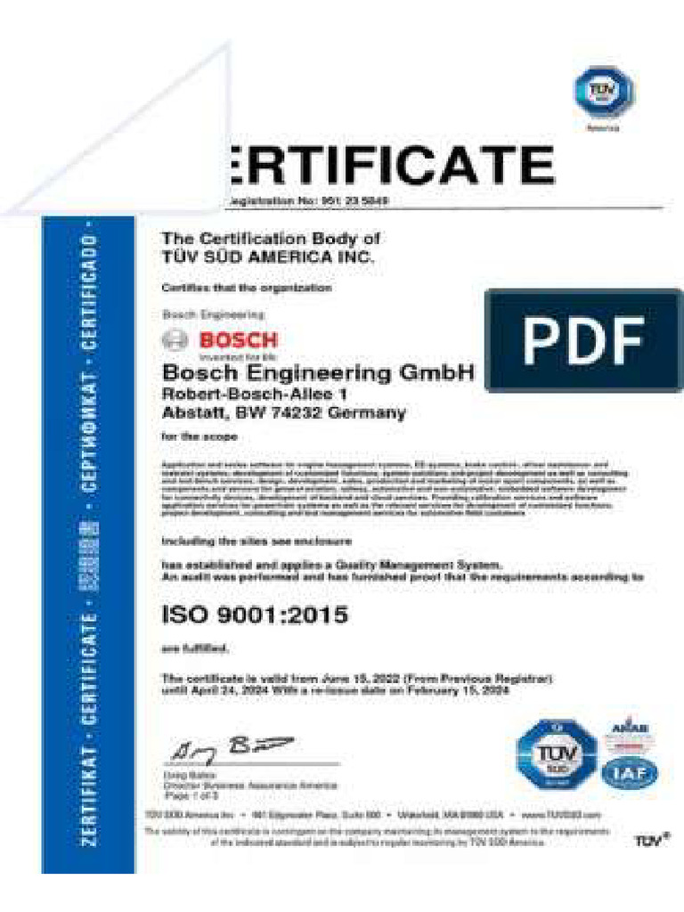 Iso 9001-2015 Bosch Loa Ekx 15 | PDF