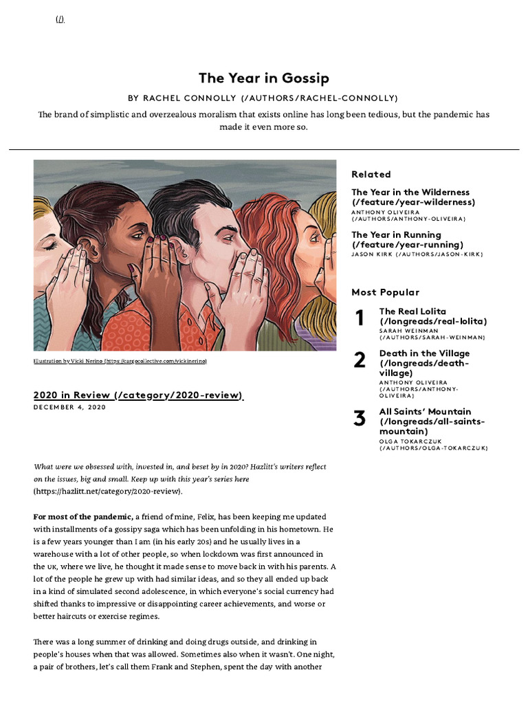 The Year in Gossip - Hazlitt | PDF