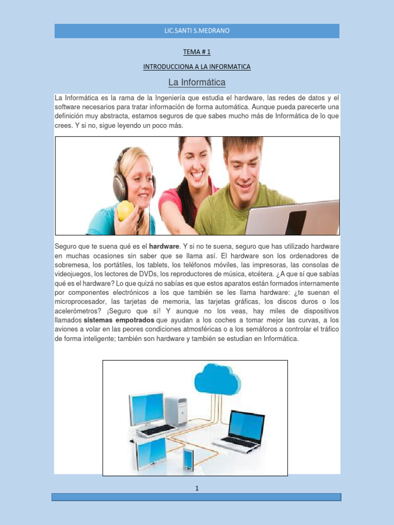 Tema # 1 Que Es Informatica | PDF | Hardware de la computadora ...