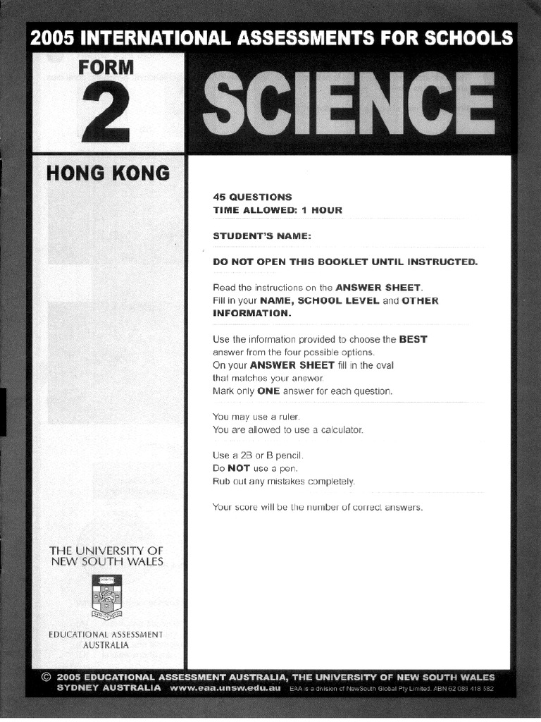 ICAS Science F 2005 | PDF