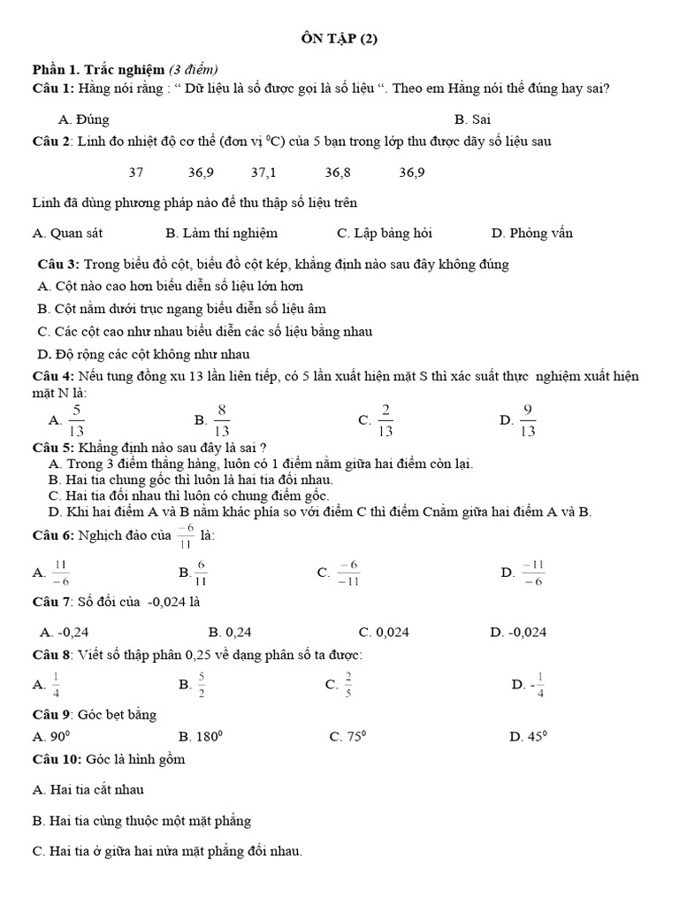 Toan 6 - Cuoi Hkii 2 | PDF
