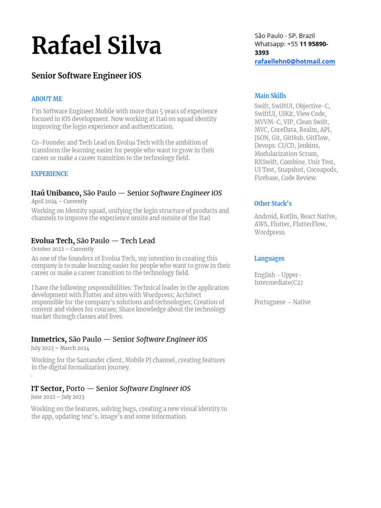 rafael cv updated | PDF | Ios | Mobile App