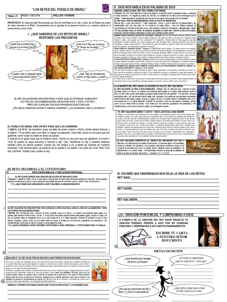 Tema 21 Los Reyes de Israel | PDF | David | Libros de reyes