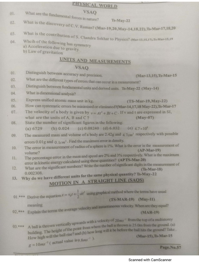 IPE 1year Question Bank | PDF