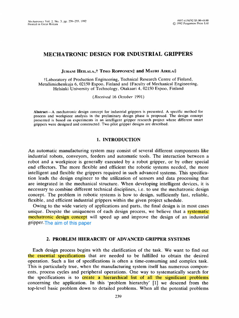 Mechatronic Gripper Design Guide | PDF | Reliability Engineering | Force
