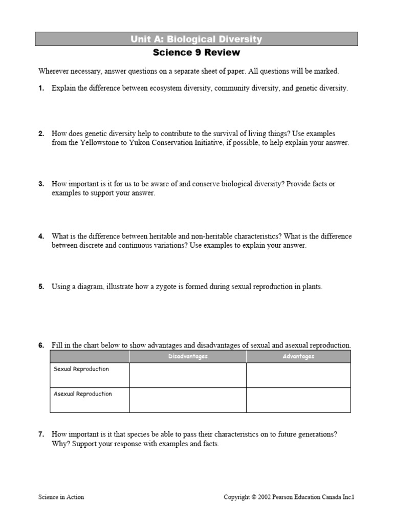 Biodiversity Review Questions With Answers | PDF | Reproduction | Genetics