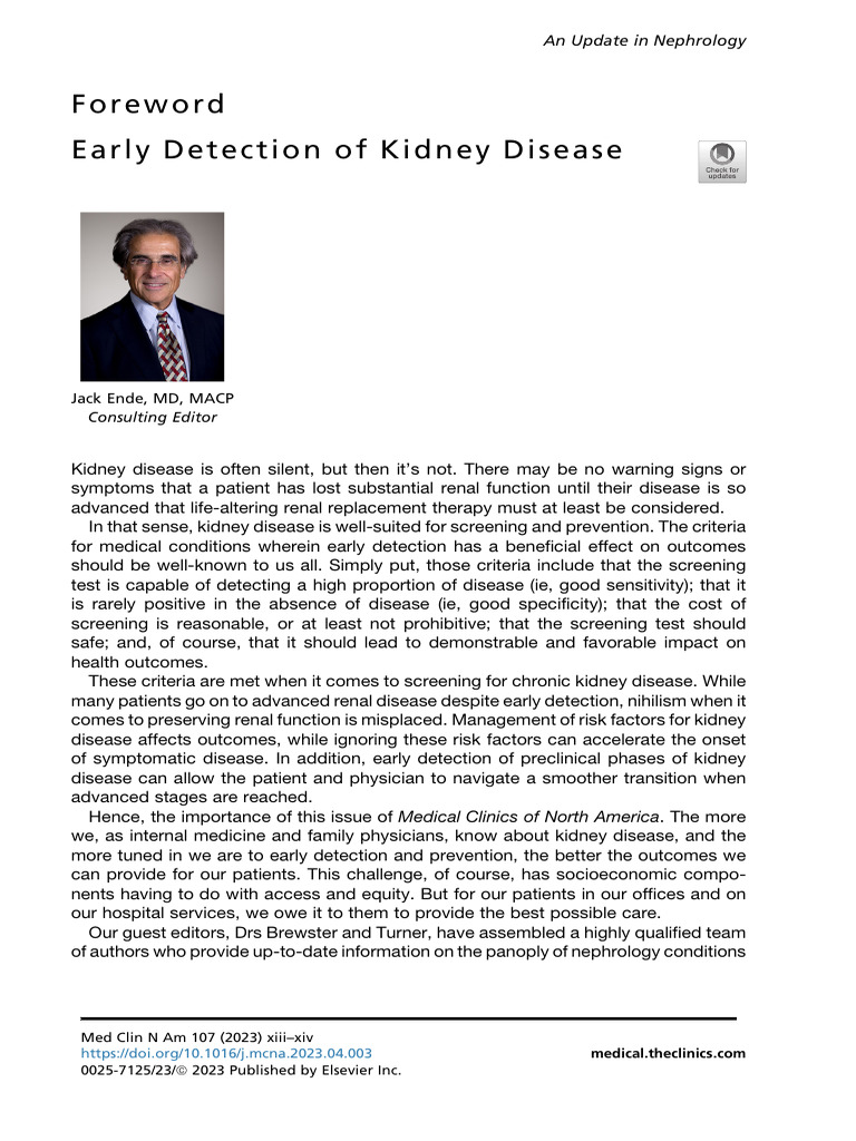 Early Detection of Kidney Disease - 2023 - MDC | PDF | Nephrology ...