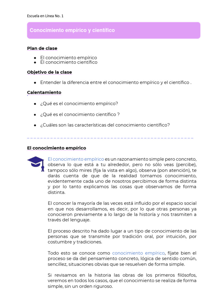 Leccion PRI6oMdILec5 - Conocimiento Empirico y Cientifico | Descargar gratis PDF | Conocimiento ...