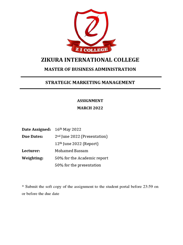 MBA 6,7 Strategic Marketing Management Assignment | PDF | Marketing ...