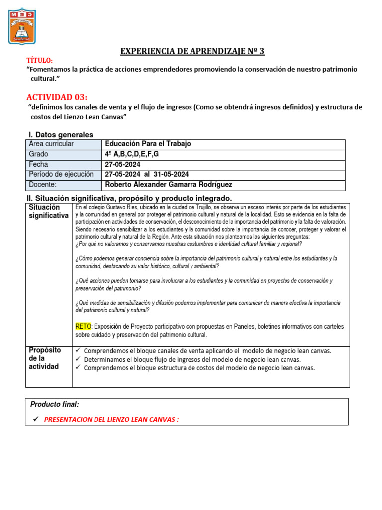 Unidad 03 - Actividad 03-Ept 4º Grado Gustavo Ries | PDF | Business | Economias