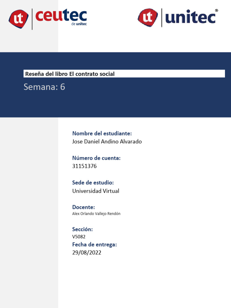 Etica Sem 4 Jose Andino | PDF | Contrato social | Jean-Jacques Rousseau