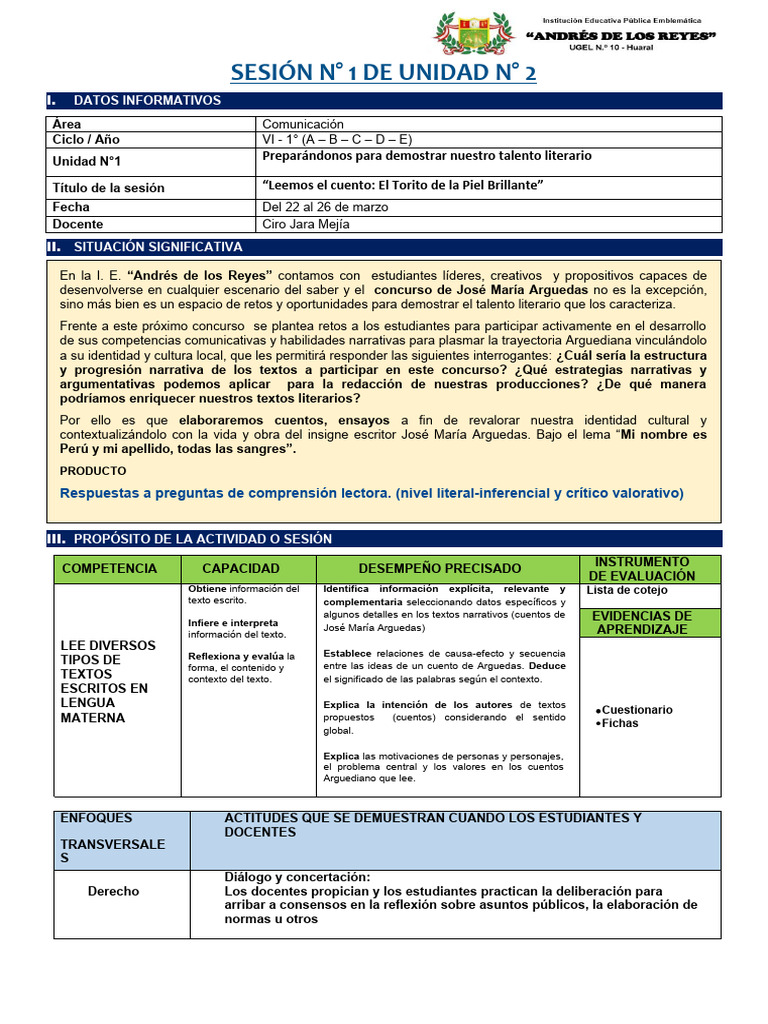 Sesión 1-U2-Comunicación | PDF | Evaluación | Enseñando