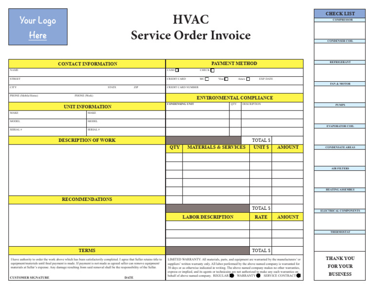 HVAC Invoice Template Free | PDF | Heat Transfer | Engineering ...