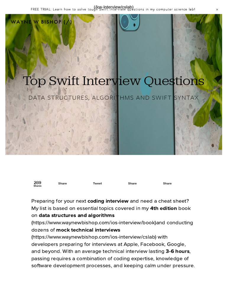 Top Swift Interview Questions in 2021 - Wayne W Bishop | PDF | Swift (Programming Language ...