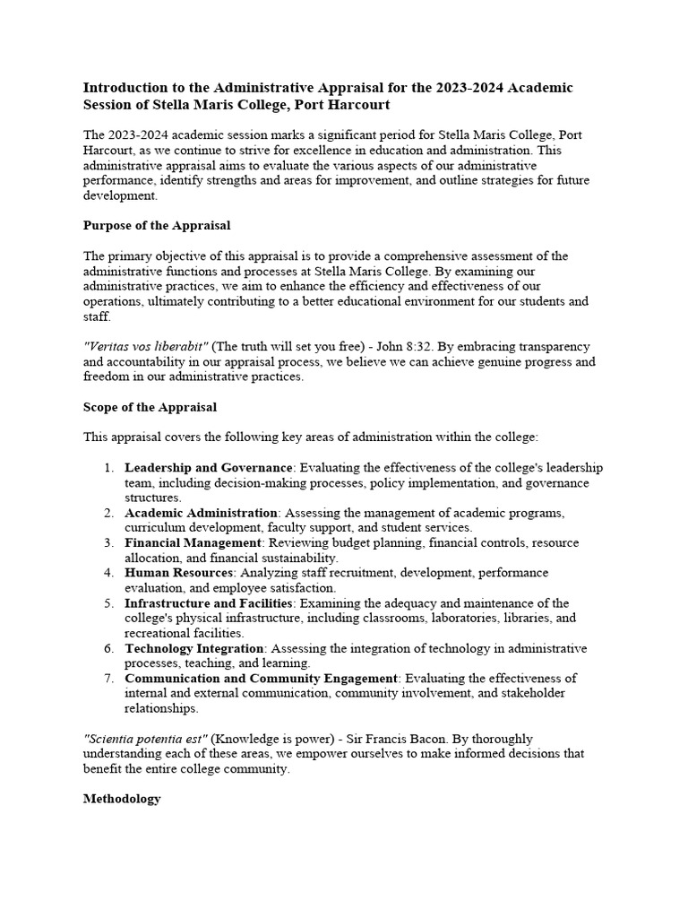 Introduction To The Administrative Appraisal For The 2023 | PDF ...