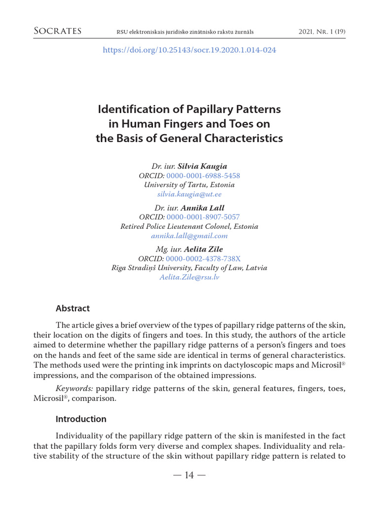 Identification_of_Papillary_Patterns_in | PDF | Hand | Fingerprint