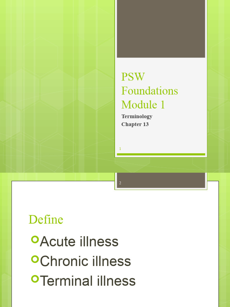 13 PSW Foundations Terminology | PDF | Terminal Illness | Medical Diagnosis 13 PSW Foundations Terminology | PDF | Terminal Illness | Medical Diagnosis