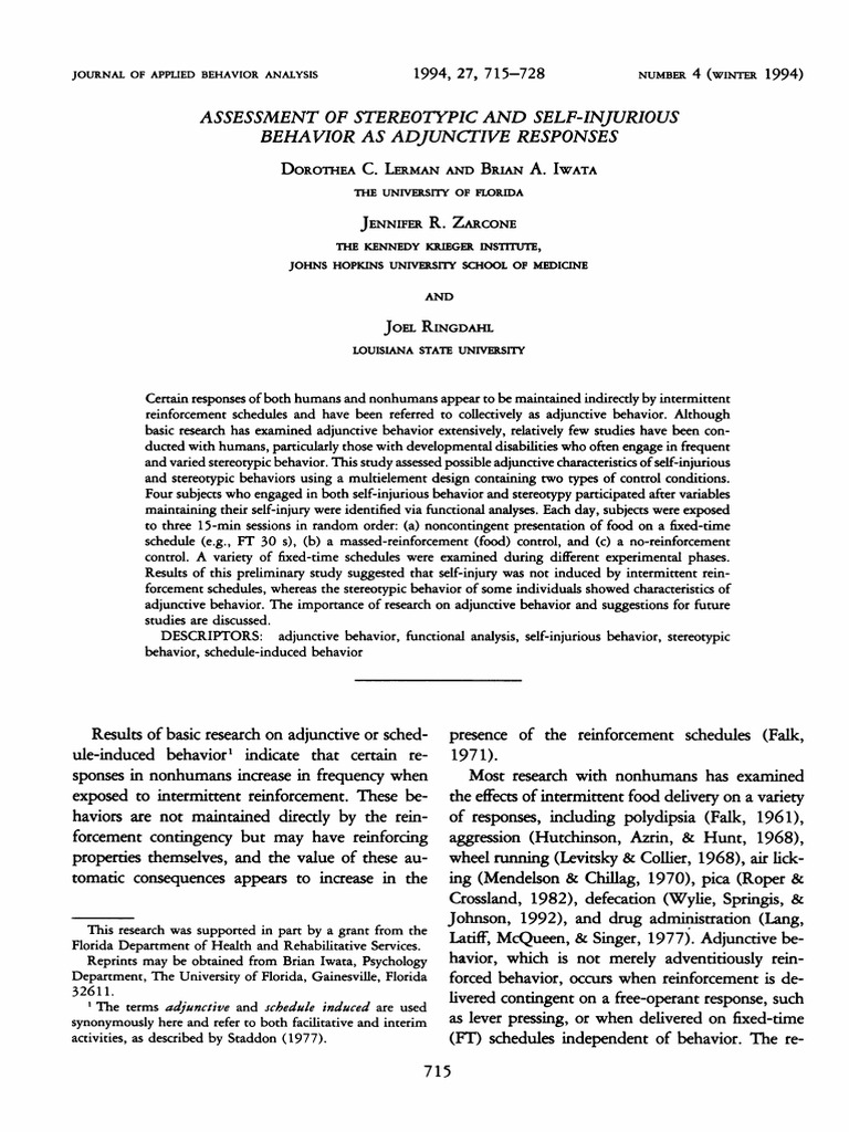 Lerman_et_al-1994-Journal_of_Applied_Behavior_Analysis | Download Free PDF | Reinforcement ...