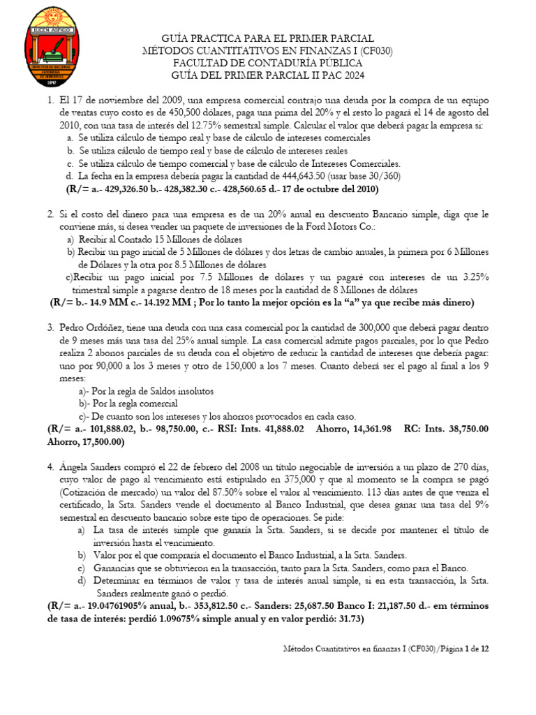 Guia Pract I Par MCF Ii 2024 | PDF | Bancos | Interés