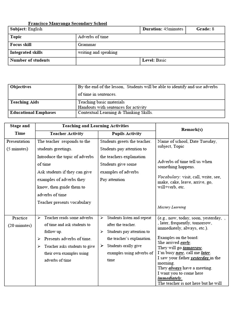 Manhanga | PDF | Teachers | Subject (Grammar)