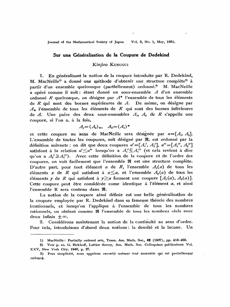 Généralisation de la coupure de Dedekind | PDF | Mathématiques ...