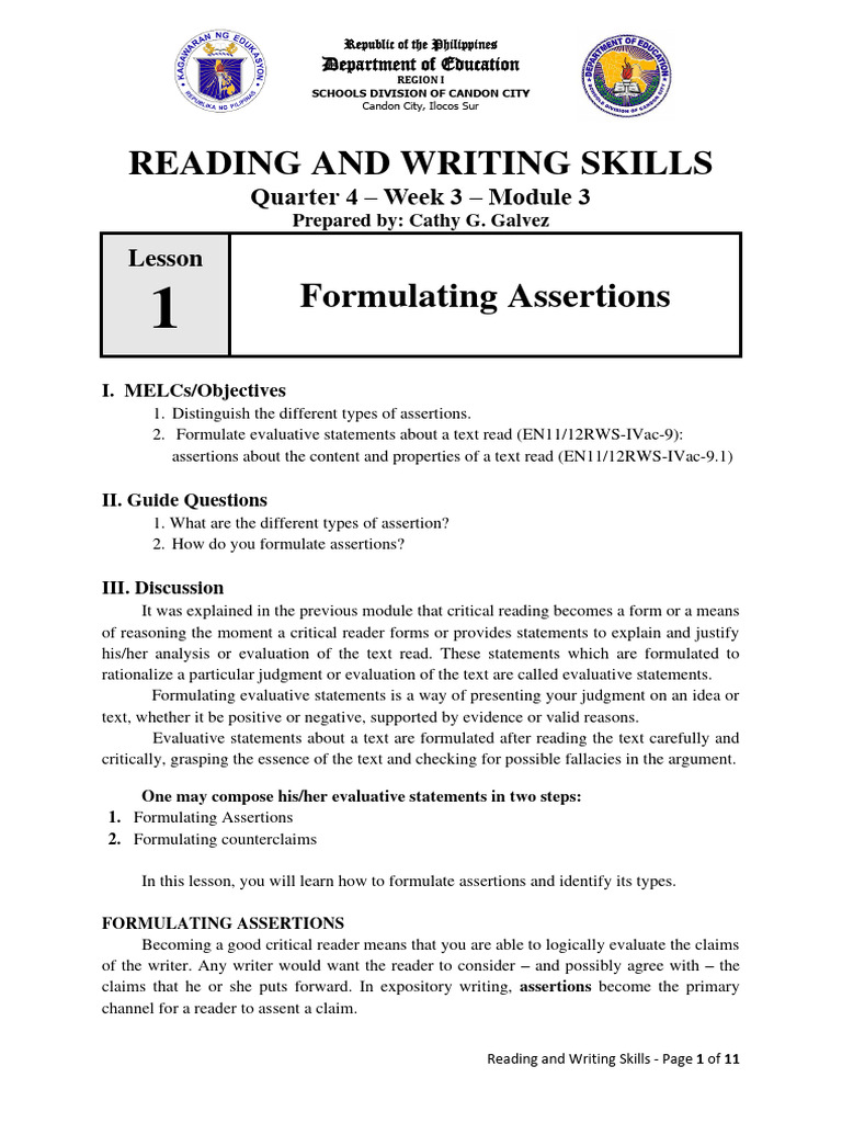 Formulating Assertions in Writing | PDF | Social Media | Popular Culture & Media Studies