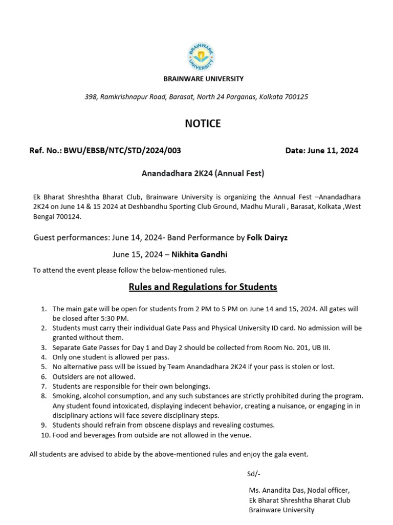 Notice Anandadhara 2024 | PDF