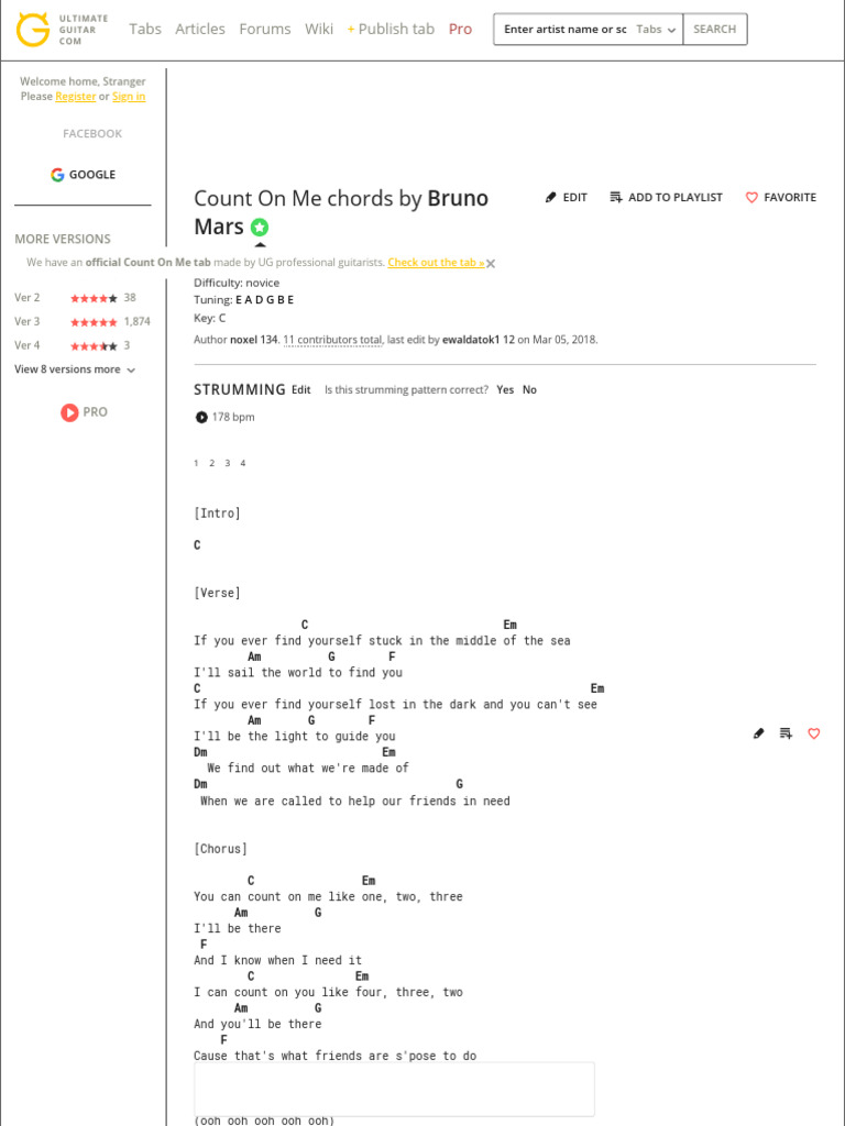 COUNT On ME CHORDS by Bruno Mars @ | PDF | Musical Forms | Musicology