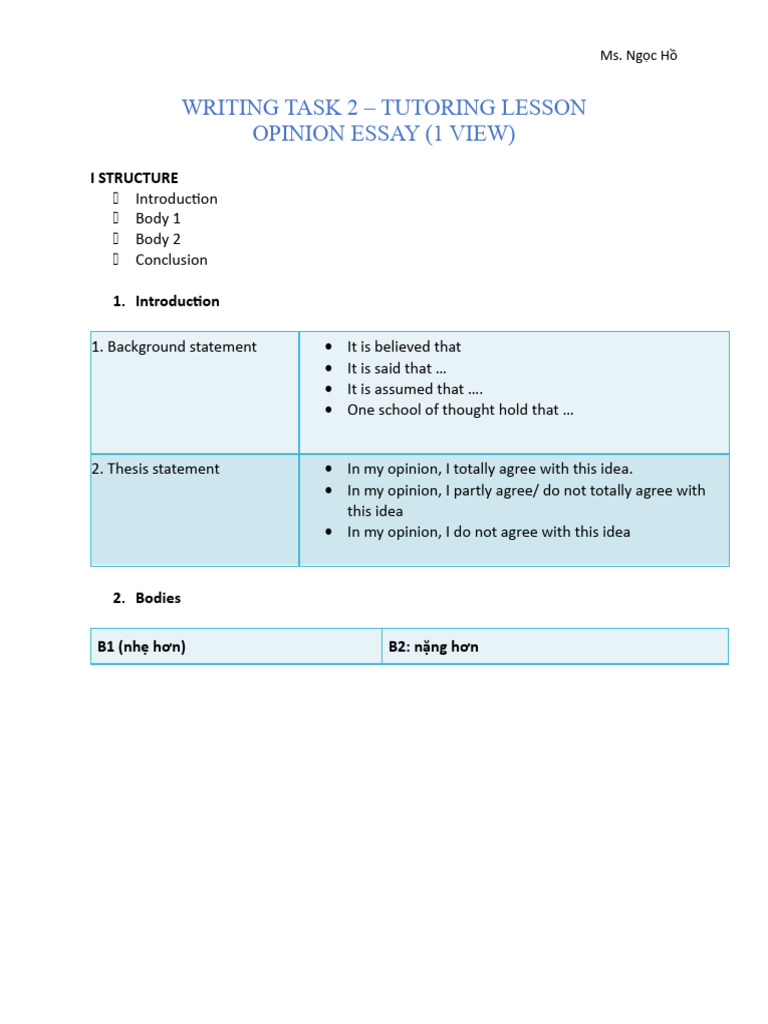 Opinion Essay Structure Guide | PDF | Self-Improvement