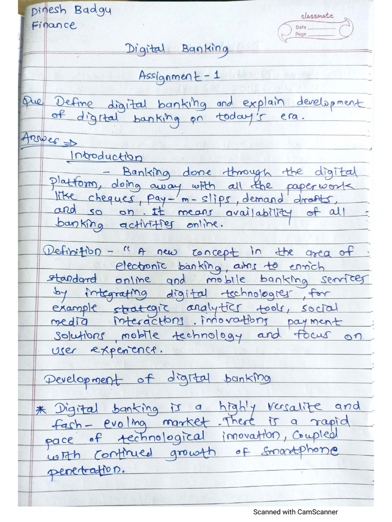 Dinesh Badgu Digital Banking (Assignment No.1) | PDF