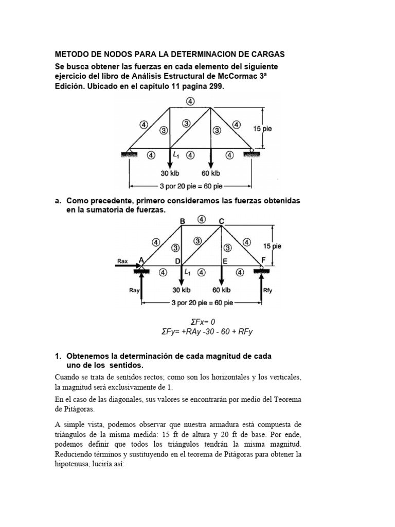 Metodo de Nodos para La Determinacion de Cargas 1 | Descargar gratis ...