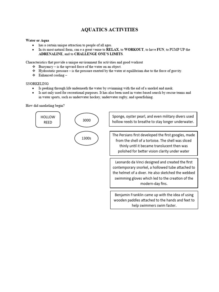 AQUATICS-ACTIVITIES PE Lesson | PDF | Social Science