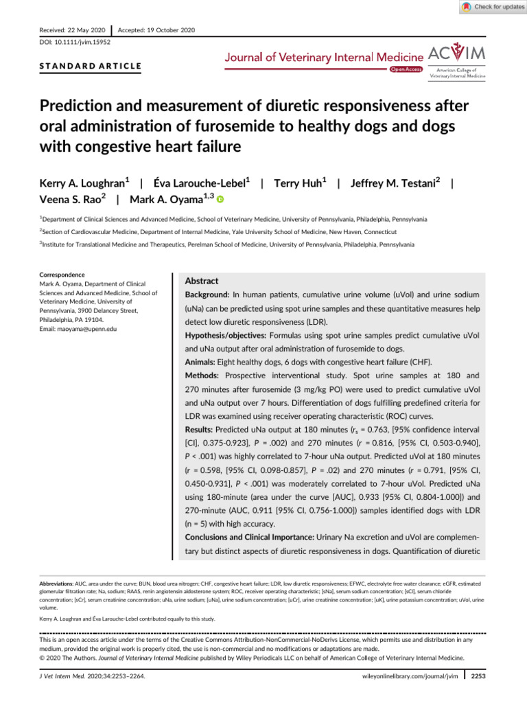 Diuretic Response in Dogs with CHF | PDF | Medical Specialties ...