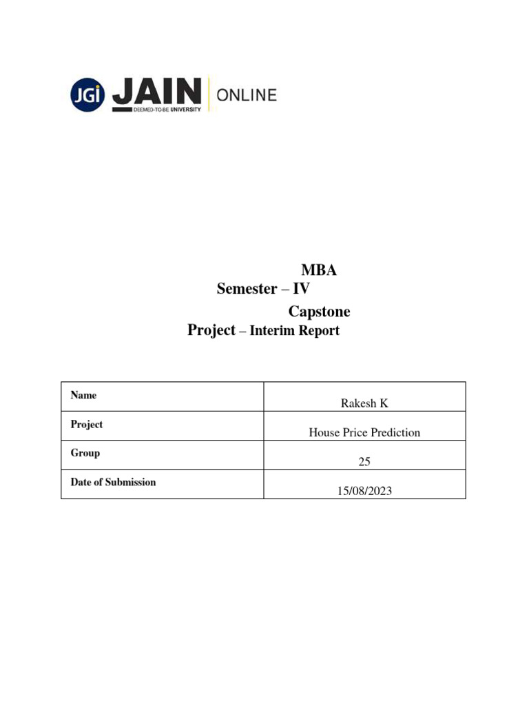 Final Report Capstone Project House Price Prediction | PDF | Regression Analysis | Data Analysis