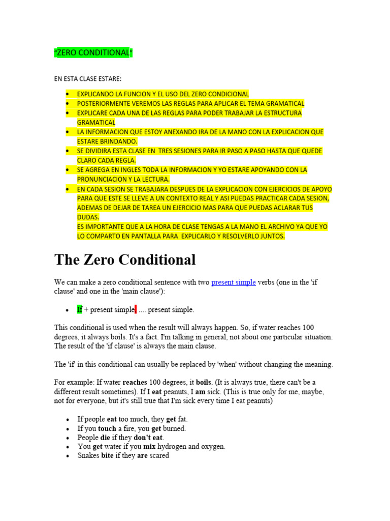 Zero Conditional | PDF | Water | Linguistics