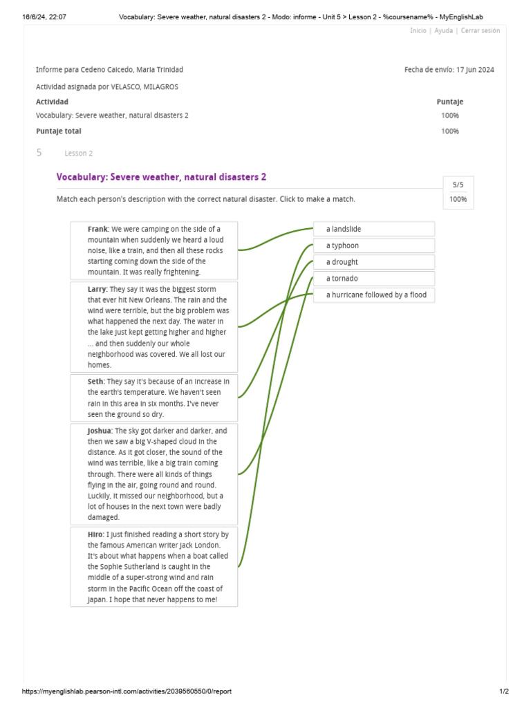 U5-2 Vocabulary - Severe Weather, Natural Disasters 2 - Modo - Informe ...