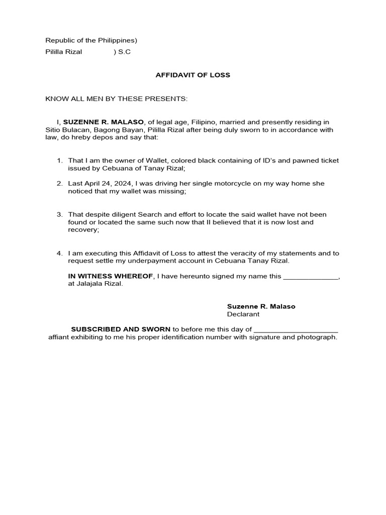 Affidavit of Lost | PDF