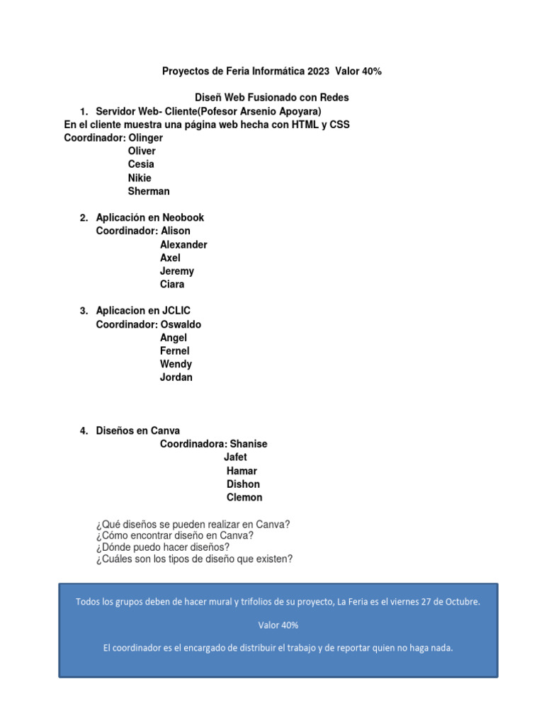 Proyectos de Feria Informática 2023 | PDF | Crecimiento personal y ...